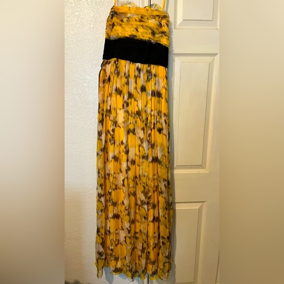 BCBGMaxAzria | Dresses | Bcbgmaxazria Yellow Strapless Maxi Dress ...